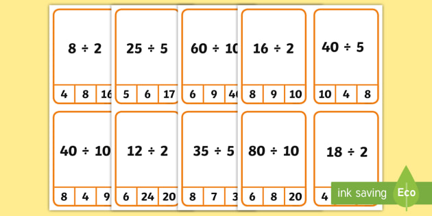 * NEW * 2 5 and 10 Times Tables Division Facts Peg Cards - activities, game