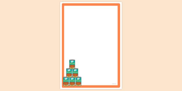 FREE! - Pyramid Of Tins Of Beans Page Border | Page Borders | Twinkl