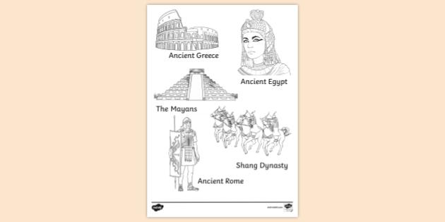 FREE! - Ancient Civilizations Colouring | Colouring Sheets