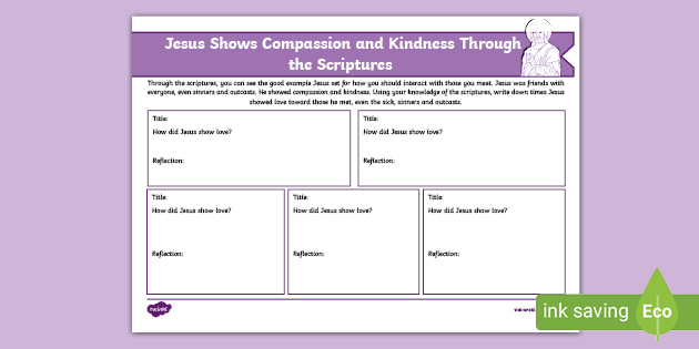 How Does Jesus Show Love Scriptures Research Activity
