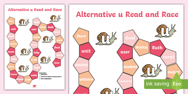 Alternative Long u Sound Phonics Read and Race Game