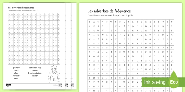 French Frequency Adverbs Differentiated Word Search