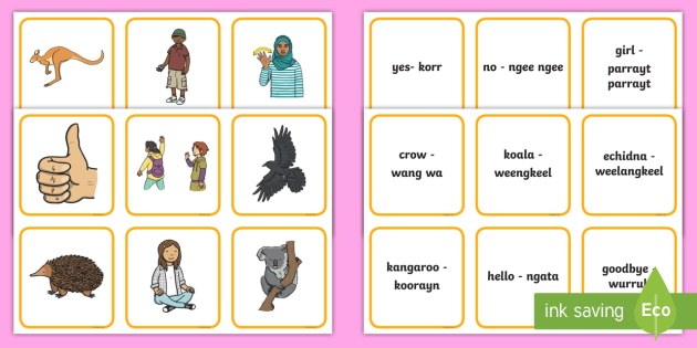 Gunditjmara Aboriginal Language Matching Cards - The Ways In Which ...