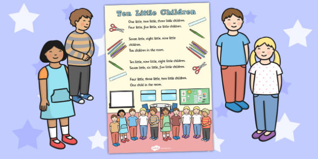 Ten Little Children Counting Song Sheet