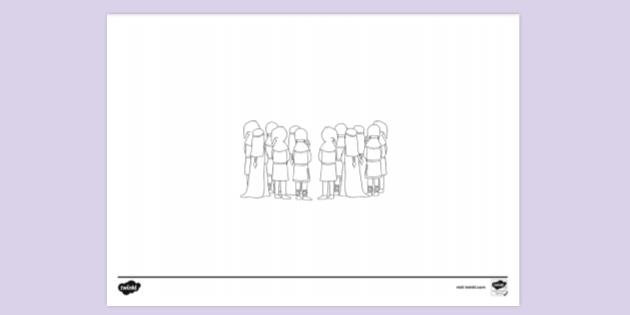 Medieval Crowd Scene Colouring | Colouring Sheets | Twinkl