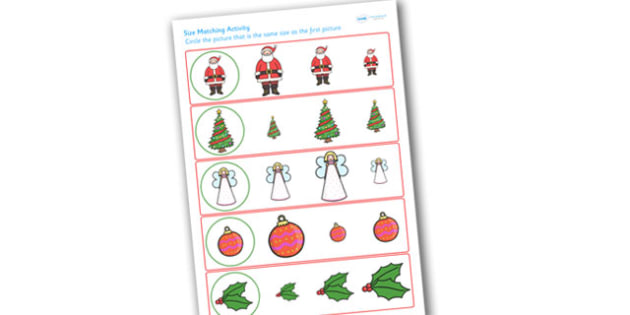 Christmas Size Matching Worksheet | Festive Primary Resource