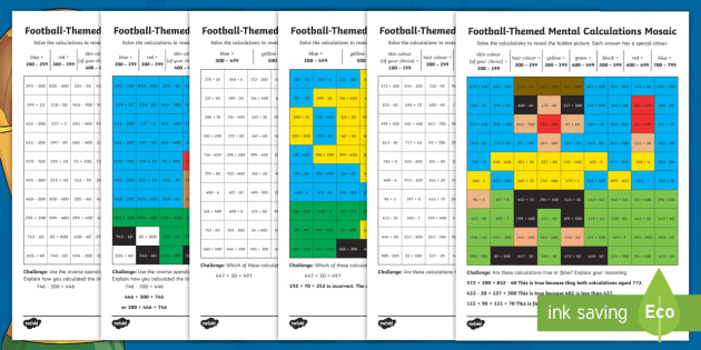 LKS2 The World Cup Mental Calculations Maths Mosaics Worksheets