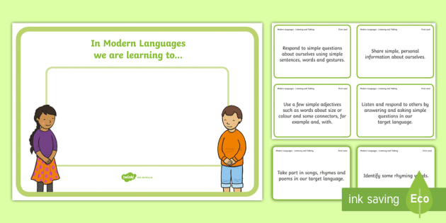 'We Are Learning To' First Level Modern Languages Display Poster