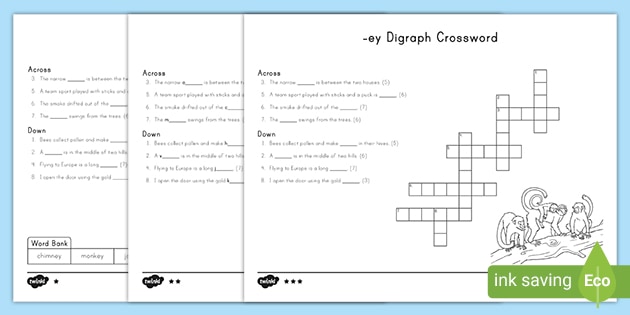 -ey Digraph Crossword Differentiated Activity