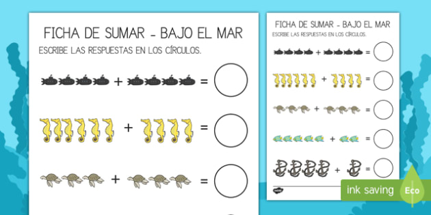 Bajo el mar Ficha para contar y sumar (teacher made)