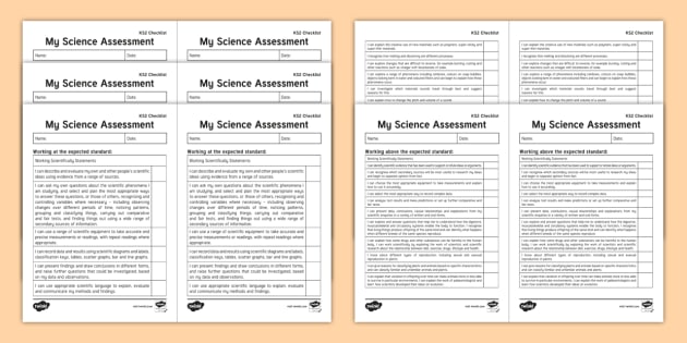 KS2 Science Exemplification - I Can Statements Checklist