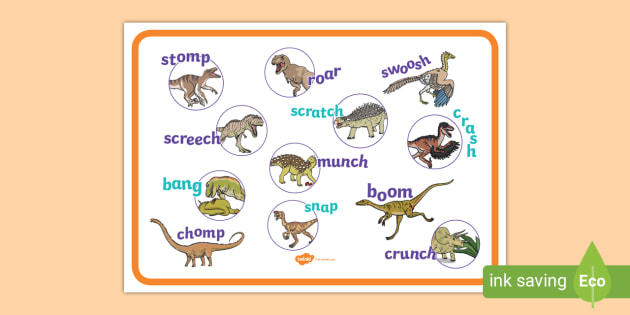 Dinosaur-Themed Onomatopoeia Display Poster