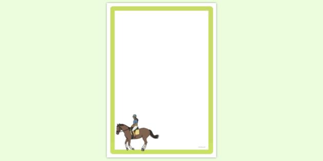 Simple Blank Girl Riding Horse Page Border | Page Borders