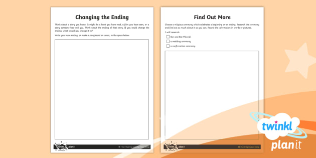 RE: Beginnings and Endings Year 2 Home Learning Tasks