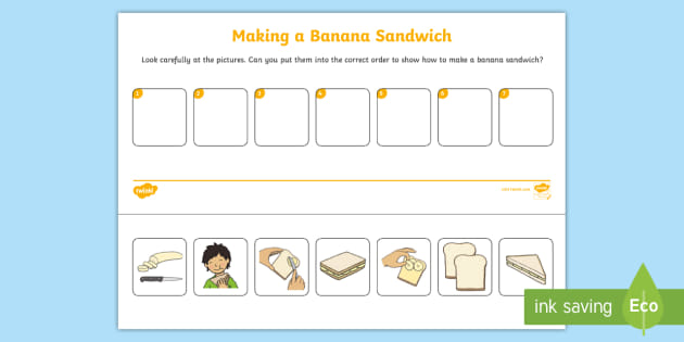 Banana Sandwich Sequencing Worksheet