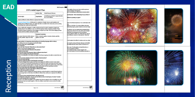 EYFS Foil Firework Pictures Adult Input Plan & Resource Pack