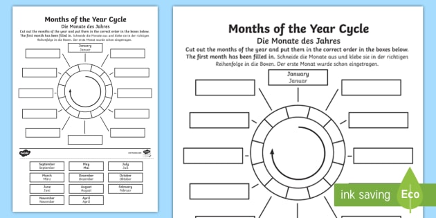 Months of the Year Circle Cut and Stick Worksheet / Worksheet English ...