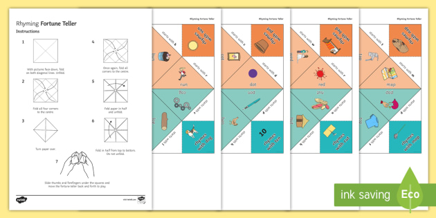 Rhyming Fortune Teller (teacher made)