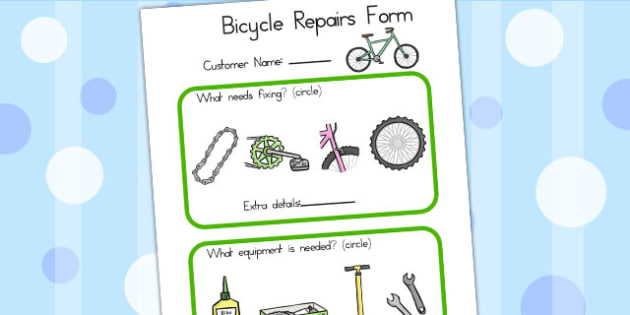 Bicycle Shop Repairs Form