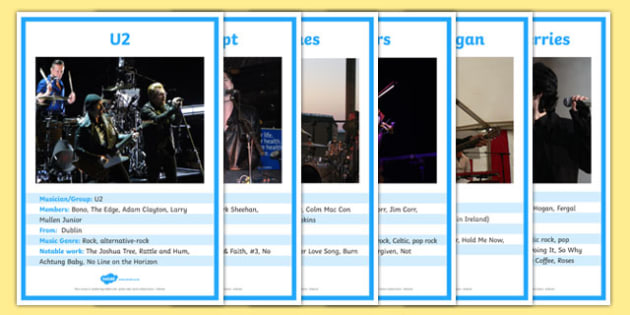 Irish Musicians Fact File Display Posters (teacher made)