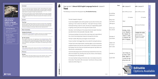 Edexcel English GCSE Revision: Intervention Lesson 9