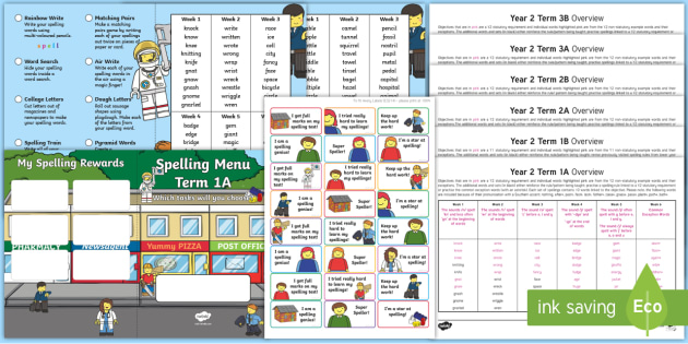 Year 2 Building Brick Themed Spelling Menu Pack