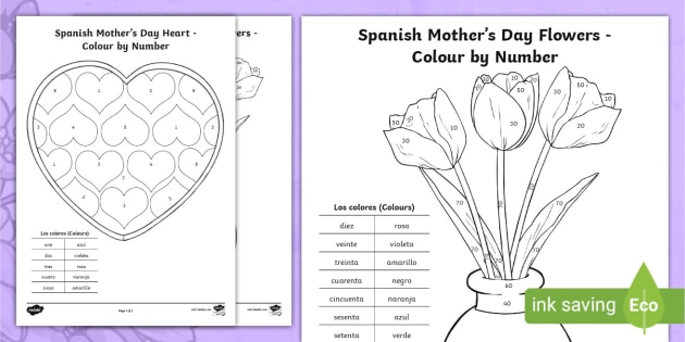 👉 Spanish: Colour by Number Mother's Day - KS2