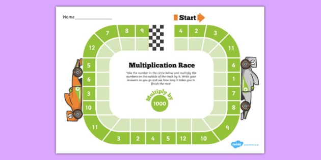 Multiply by 1000 Race Activity (teacher made)