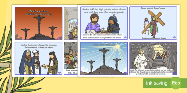 Easter Story Sequencing Cards English/Spanish - Easter Story Sequencing