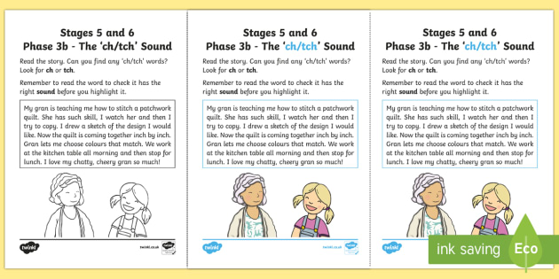Northern Ireland Linguistic Phonics Stage 5 and 6 Phase 3b, 'ch, tch' Sound
