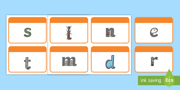 Phase 2 Letter Shapes Flashcards (teacher made)