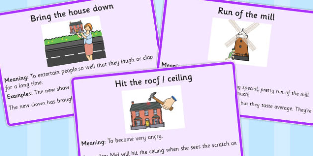Building Idiom Meaning Cards - building, idiom, meaning, cards