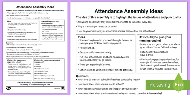 Attendance Assembly Ideas Adult Guidance (teacher made)