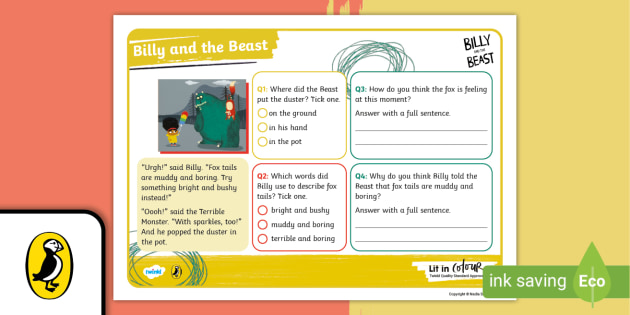 FREE! - Billy and the Beast: Reading Comprehension Mat - Twinkl