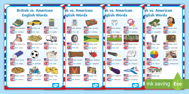 American vs. British English Poster (teacher made)
