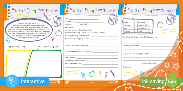 A Letter to My New Teacher (Teacher-Made)
