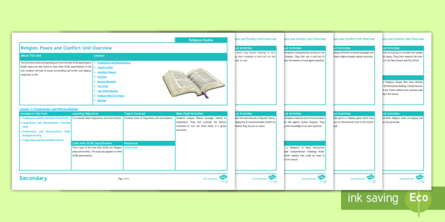 Religion, Peace and Conflict Scheme of Work - Religion; peace; conflict