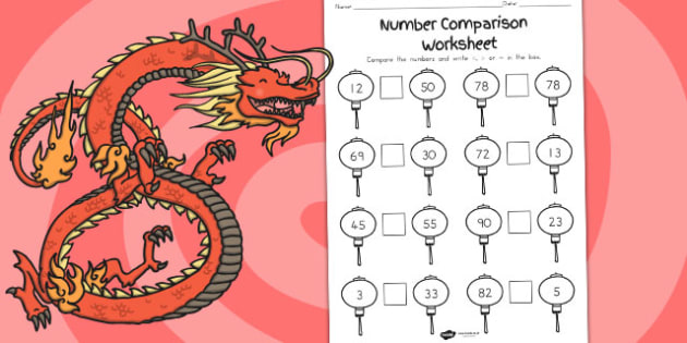 Chinese Number Comparison Worksheet (teacher made)
