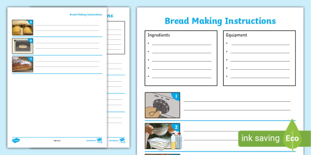 Bread Making Instructions Writing Template (teacher made)