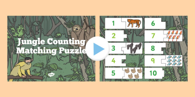 Jungle Themed Counting Puzzle Activity presentation - activities