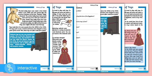 Interactive PDF: History of Toys Differentiated Reading Comprehension ...