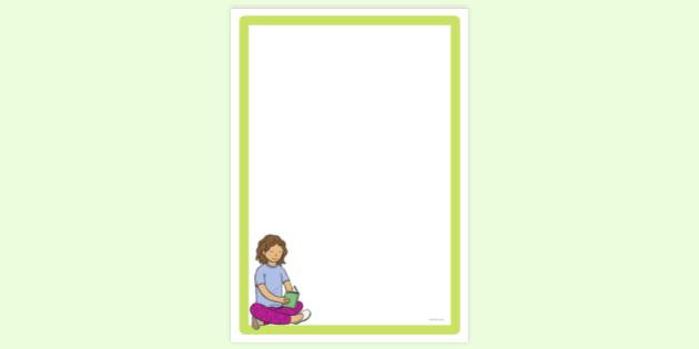 Simple Blank Girl Reading Page Border | Page Borders