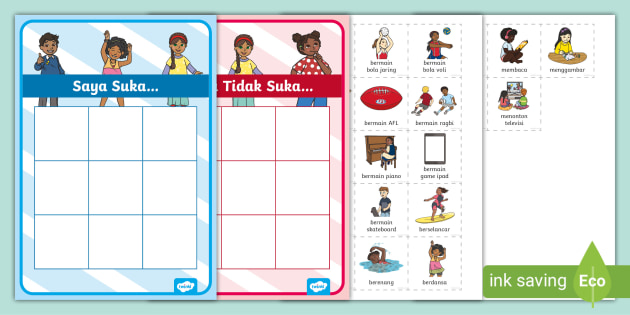 Sports and Hobbies Likes and Dislikes Activity Indonesian