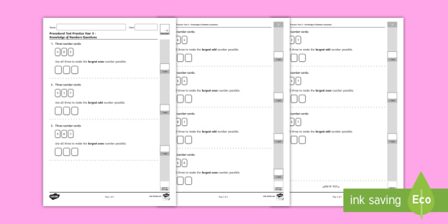 Practice Knowledge of Number Questions for Procedural Test Year 5 ...