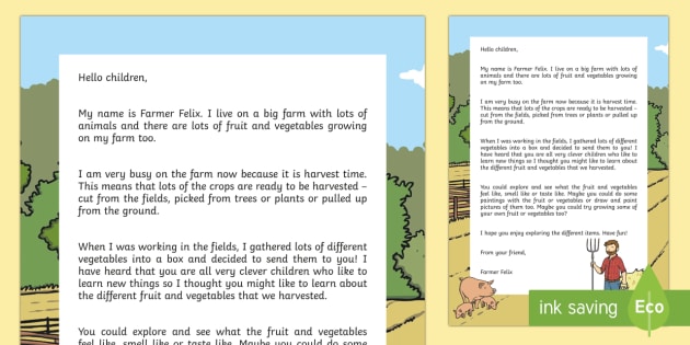 Editable Harvest Fruit and Vegetable Parcel Letter