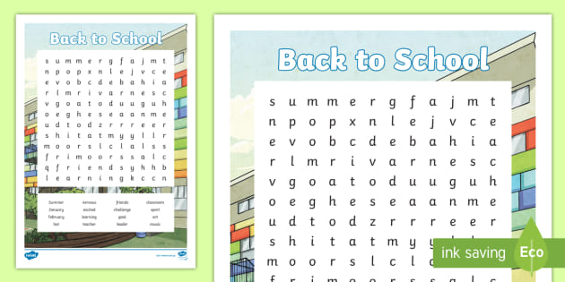Back to School Word Search - transition, meet the teacher, new class, new