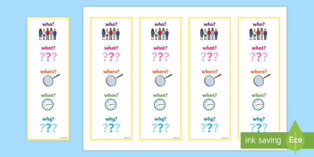 👉 The 5 Ws Bookmark (teacher made)