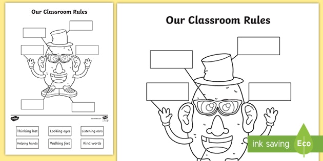 * NEW * Potato Character Classroom Rules Cut and Stick Worksheet