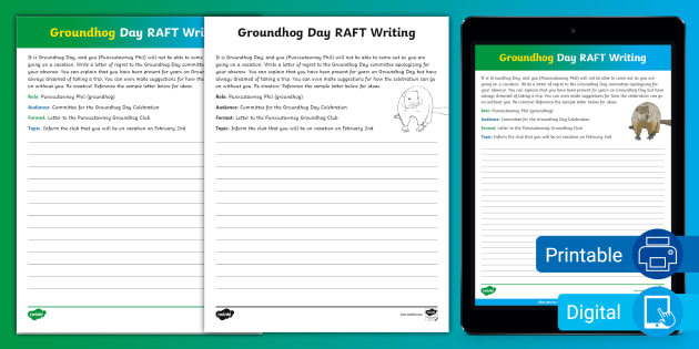 Groundhog Day RAFT Writing Activity and Mentor Text | Twinkl