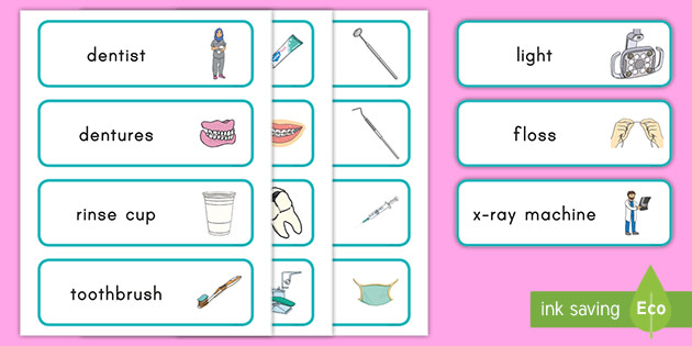 Dentist Dramatic Play Word Cards (teacher made)